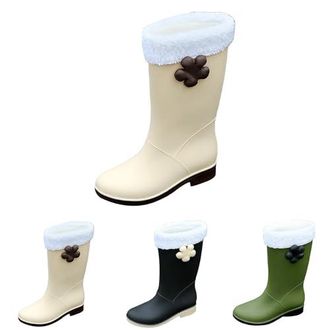 Generic Wellington Bottes de pluie mi-mollet pour femme avec doublure en peluche, imperm&eacute;ables, antid&eacute;rapantes, bottines Chelsea bottines de neige, bottes dhi