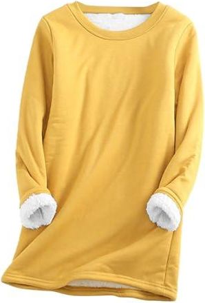 Generic Tee Shirt Thermique - Haut Thermique Femme Sport - Sous Vetement Chaud Femme - Couleur Unie - Col Rond - Manches Longues - Pas Cher - Pull Chaud Dhive