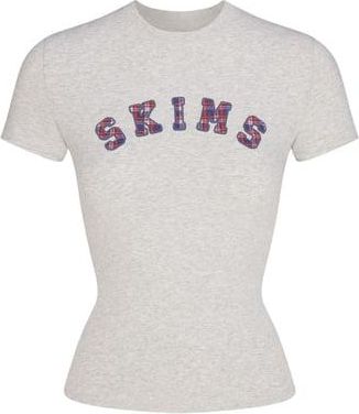 SKIMS Tee-shirt col rond en coton m&eacute;lang&eacute;