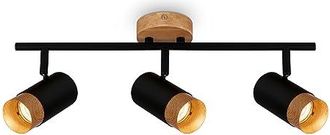 Briloner Deckenlampe, Deckenleuchte, Lampe, Holzapplikation, Schwenkbar, Wohnzimmerlampe, Schlafzimmerlampe, Küchenlampe, Schwarz-Holz