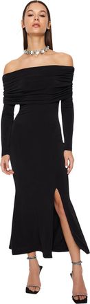 Trendyol Trendyol Damen TPRAW24EL00296 Kleid, Schwarz/Schiere Freude, 40