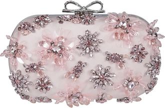 Self Portrait Crossbody Bags - Satin Floral Crystal Clutch Bag Pink & Purple - Gr. unisize - in Gold - f&uuml;r Damen