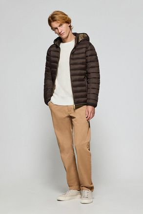 Polo Club Ultraleichte Jacke Corey braun mit abnehmbarer Kapuze und PC Stickerei