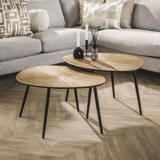 M&S Collection M&s - Lot de 2 tables basses 77x60 cm en métal doré et noir