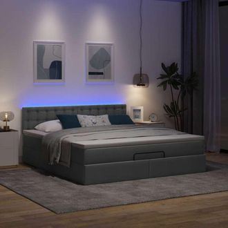 Festnight Boxspringbett 180x200 mit matratze und lattenrost Bett mit LED Beleuchtung Hydraulisch Stauraumbett Rückenlehne Bettgestell Polsterbett Bett Schlafzim