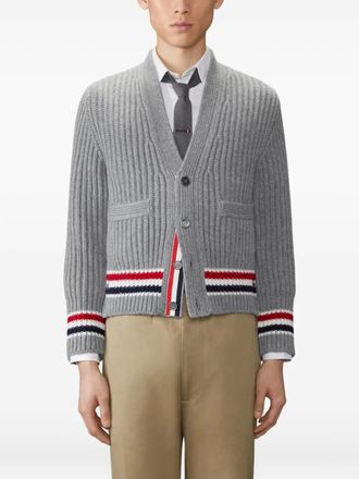 Thom Browne pull en cachemire à bande tricolore - Gris
