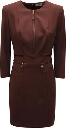 Elisabetta Franchi Femme, Robes, Brun, Taille: 42 FR Abito Wo Zip Dress Ab-823-56E2