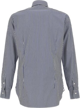 Barba Striped Cotton Shirt - Navy