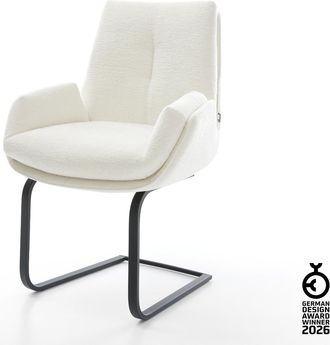 DELIFE Freischwinger Clea-Flex Boucl&eacute; Soft Beige Freischwinger flach Schwarz, Esszimmerst&uuml;hle