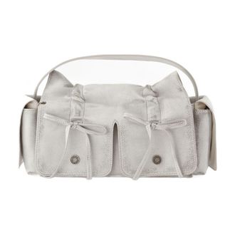 Acne Studios Womens Multipocket Vintage Leather Shoulder Bag White Calfskin