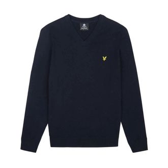 Lyle & Scott Homme, Pulls, Bleu, Taille: M Pull en Maille Mérinos et Coton Col V
