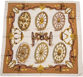 Herm&egrave;s T&uuml;cher & Schals - Hermes Classic Roues de Canon Silk Carre 90 Scar - Gr. unisize - in Braun - f&uuml;r Damen