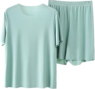 Generic Doux et Confortable Ice Silk t - Shirt &agrave; Manches Courtes Lot de Deux Pantalons Larges Jambes, Ensemble Pyjama pour Femmes, t - Shirt Large Jambes Pant