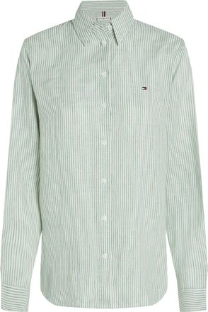 Tommy Hilfiger Leinen gestreiftes Hemd - grün