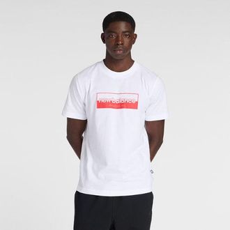 New Balance Homme Rectangular Logo T-Shirt en Blanc, Coton, Taille 2XL