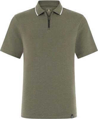 Boggi Milano Homme, Tops, Vert, Taille: XL Polo Pima Interlock Demi-Zip