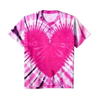 Generic Chemises de Saint-Valentin 2026 pour femmes, t-shirt teint sur noeuds en forme de coeur, t-shirt d&eacute;contract&eacute; &agrave; manches courtes pour amoureux (3), mult