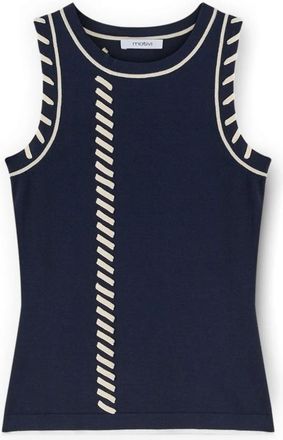 Motivi Femme, Tops, Bleu, Taille: 38 FR Pull sans manches avec coutures d&eacute;coratives