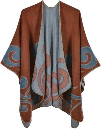 Generic Poncho Femme Hiver Chaud Chale Femme Hiver Chaud Cape Femme Effet enveloppant Ch&acirc;le Oversize Manches Chauve-Souris Look Tendance Automne-Hiver