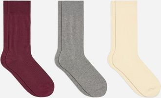 Arket Gerippte Socken Aus Supima-Baumwolle 3er-Pack -Beige