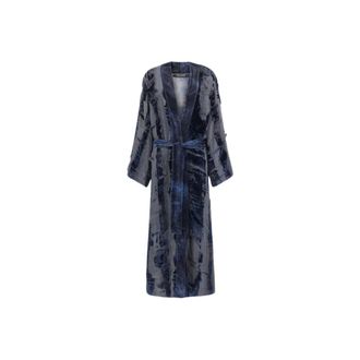 Roberto Cavalli Jacquard-Bademantel mit G&uuml;rtel - - Nightwear & Lounge - Damen - Blau - XS