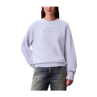Calvin Klein Femme, Sweatshirts et sweats &agrave; capuche, Violet, Taille: 36 FR Relaxed Crew SweaT-shirt