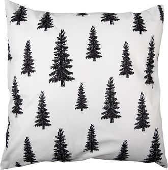 Clayre & Eef Kissenbezug 45x45 cm Schwarz Weiß Polyester Weihnachtsbäume Dekokissenbezug