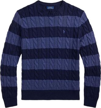 Polo Ralph Lauren Homme, Pulls, Bleu, Taille: 2XL Pull à Manches Longues en Coton Bleu