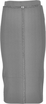 Elisabetta Franchi Femme, Jupes, Gris, Taille: 42 FR Jupe Midi en Viscose avec Cha&icirc;ne