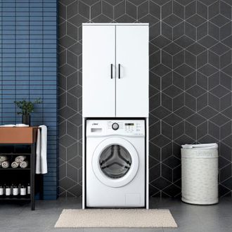 M&S Collection Meuble machine &agrave; laver 2 portes 65&times;62,5&times;181,8 cm blanc