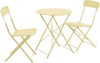 Sweeek Runder klappbarer Bistro-Gartentisch aus Stahl + 2 St&uuml;hle