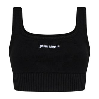 Palm Angels Femme, Tops, Noir, Taille: 36 FR Classic Logo Knit Top
