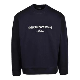 Emporio Armani Homme, Sweatshirts et sweats &agrave; capuche, Bleu, Taille: M Felpa sottile girocollo