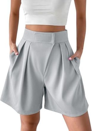 Generic Short d&eacute;t&eacute; pour femme - Taille haute - Extensible - D&eacute;contract&eacute; - Avec poches - Tendance - Jambe large - Couleur unie - Coupe ample - Plage - Vacances