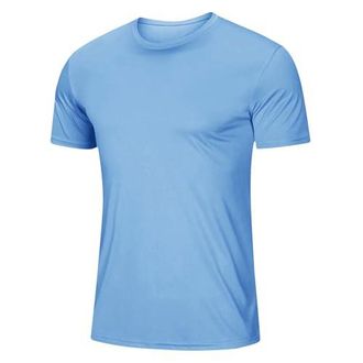 Generic Chemise &agrave; manches courtes extensible et l&eacute;g&egrave;re pour homme - Uni - Classique - Respirant - Col rond - Pour l&eacute;t&eacute;, la plage, la gym et lext&eacute;rieur, 01 ble