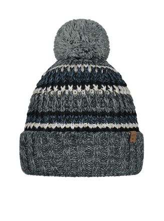 Barts Herren Strickm&uuml;tze Goser gestreifte M&auml;nnerm&uuml;tze mit Bommel 0355 Heather Grey 02