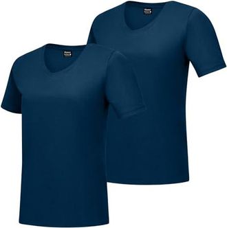 Hanes Perfect-t V-Neck T-Shirt, Cotton Short Sleeve Tee for Women, 1 Or 2 Pack, Bleu Marine, L (Lot de 2) Femme