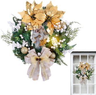 Generic Weihnachtskranz f&uuml;r den Innenbereich - Dekoration f&uuml;r Festivals der Krippe | f&uuml;r den Urlaub mit LED-Lichtern - f&uuml;r den Umhang der K&uuml;che Wohnzimmer Ein