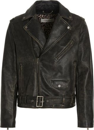 Golden Goose Homme, Vestes, Noir, Taille: XL Blouson de motard en cuir vieilli