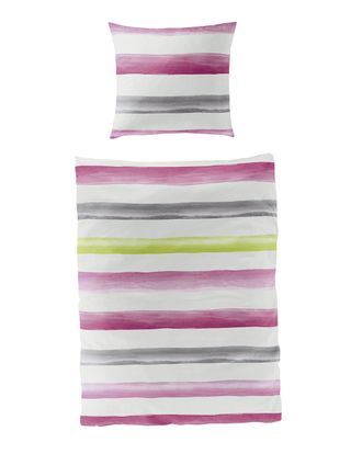 BIERBAUM 6532_04 Seersucker-Bettw&auml;sche Designed in Germany, 155 x 220 / 80 x 80 cm, himbeer