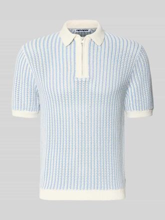 Review Slim Fit Strick-Poloshirt mit Rei&szlig;verschluss