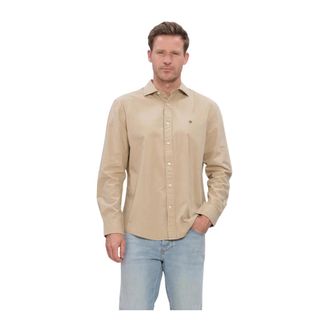 Tommy Hilfiger GMD Popeline Hemd mit halbem Spread-Kragen - - Shirts - Herren - Beige - S