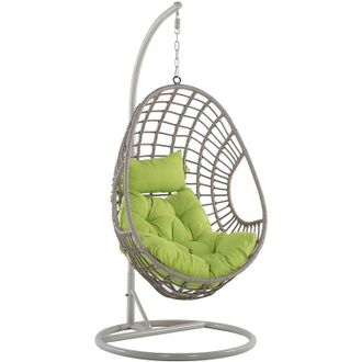 Beliani Fauteuil Suspendu Balan&ccedil;oire pour Ext&eacute;rieur et Int&eacute;rieur en Rotin Gris Design Ultra Moderne et Conception Solide pour Salon ou Jardin Beliani