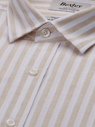Bexley Simonin - Chemise homme beige fonc&eacute; et blanc