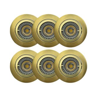 Lampenlux LED Einbaustrahler Samila rund 6er Set 230V GU10 Aluminium 2700K Warmwei&szlig; schwenkbar CRI80+ (Gold geb&uuml;rstet, 6er Set)