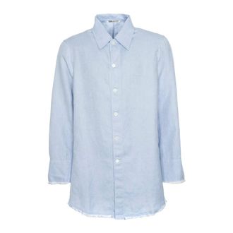 Our Legacy Longline Raw-Cut Shirt - - Blouses & Shirts - Herren - Blau - XS