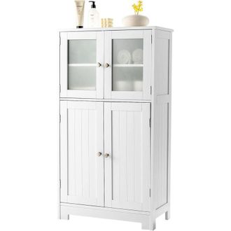 Costway Costway - Meuble de Rangement 58 x 30 x 109 cm avec Etag&egrave;re R&eacute;glable Armoire Polyvalent pour Salon,Chambre,Bureau,Cuisine Blanc