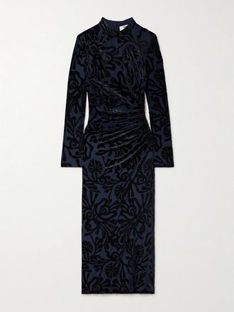 Sea New York Alia Midikleid Aus Devor&eacute;-samt - Blau