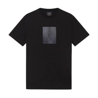 A|X Armani Exchange Homme, Tops, Noir, Taille: S T-shirt Imprim&eacute; en Coton &agrave; Col Rond et Manches Courtes
