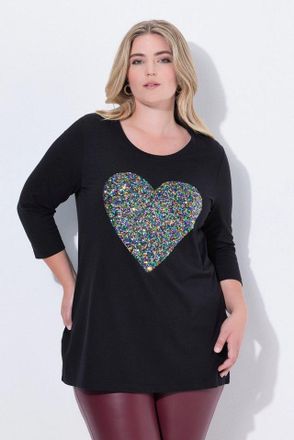 Miamoda T-Shirt T-Shirt A-Linie farbiges Pailletten-Herz